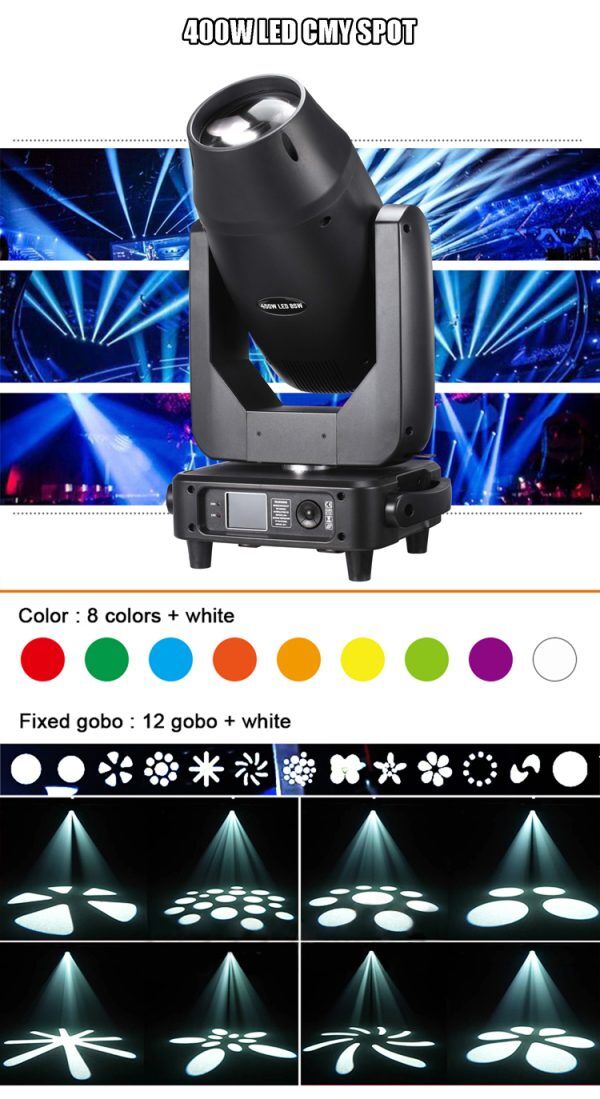 LED 400W Beam Spot Wash 3 in 1 Moving Head Light with CMY+CTO - LED Stage Lighting Manufacturer